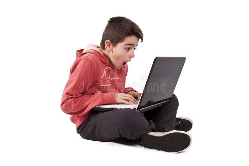 Child with computer laptop stock image. Image of home - 82117717
