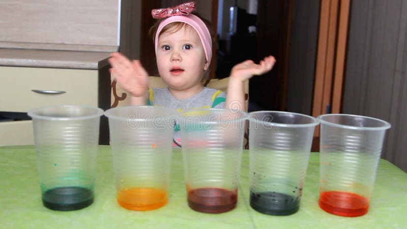 The Child Conducts Experience and Experiment Stock Footage - Video of ...