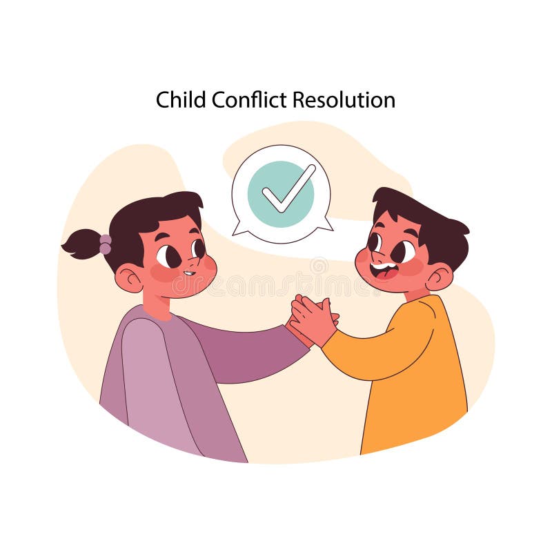 Child Conflict Resolution Concept. Flat Vector Illustration Stock ...