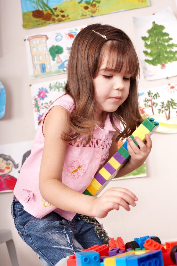 Child with Construction Set Playing. Stock Image - Image of lesson ...