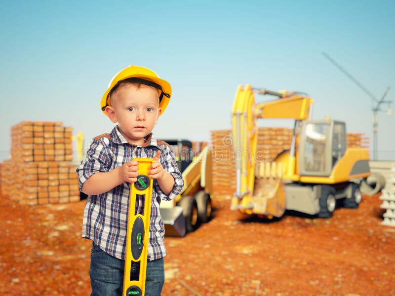 Child and Construction Site Stock Photo - Image of abstract, portrait ...