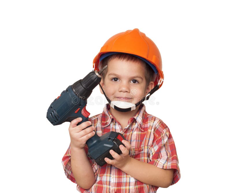 Child Construction Worker and Screwdriver Stock Photo - Image of ...