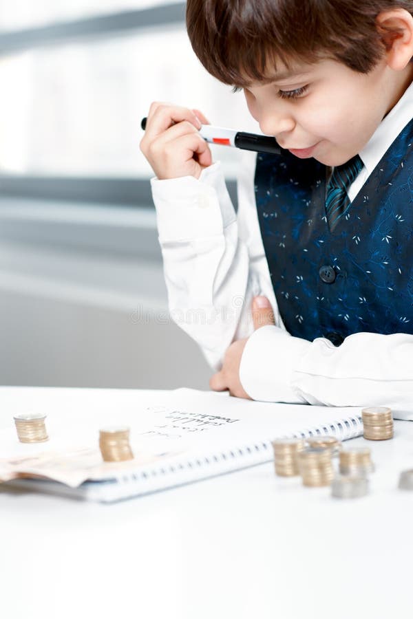 Child counting money stock image. Image of indoor, portrait - 17639269