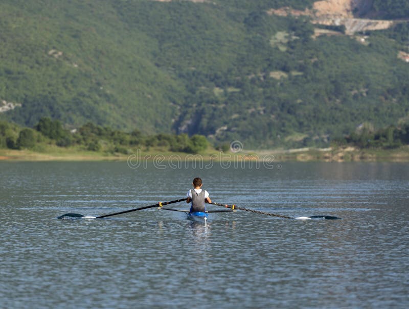 Child in the Course of Rowing on Single Stock Image - Image of olympics ...