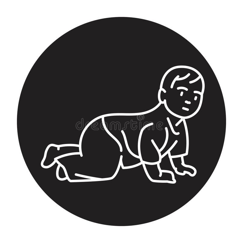 The Child is Crawling Line Icon Stock Vector - Illustration of baby ...