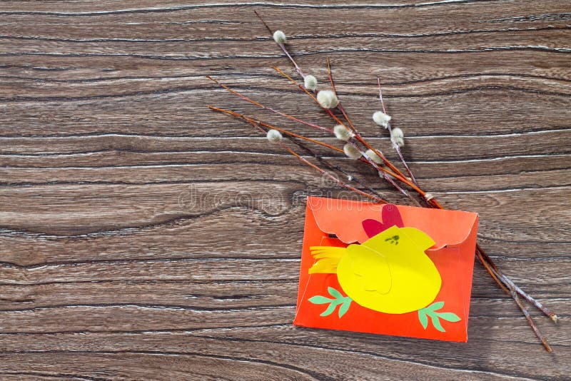 The Child Create a Spring Greeting Card Paper Bird and Birdhouse. Made ...