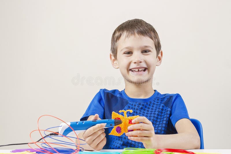 Child Creating with 3d Printing Pen Stock Image - Image of skill ...
