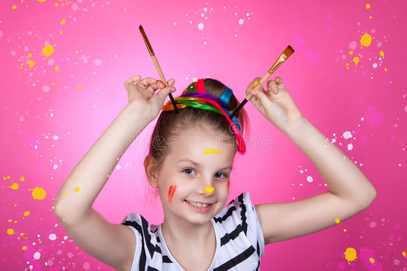 Girl with Creative Make-up on Her Face Stock Photo - Image of face ...