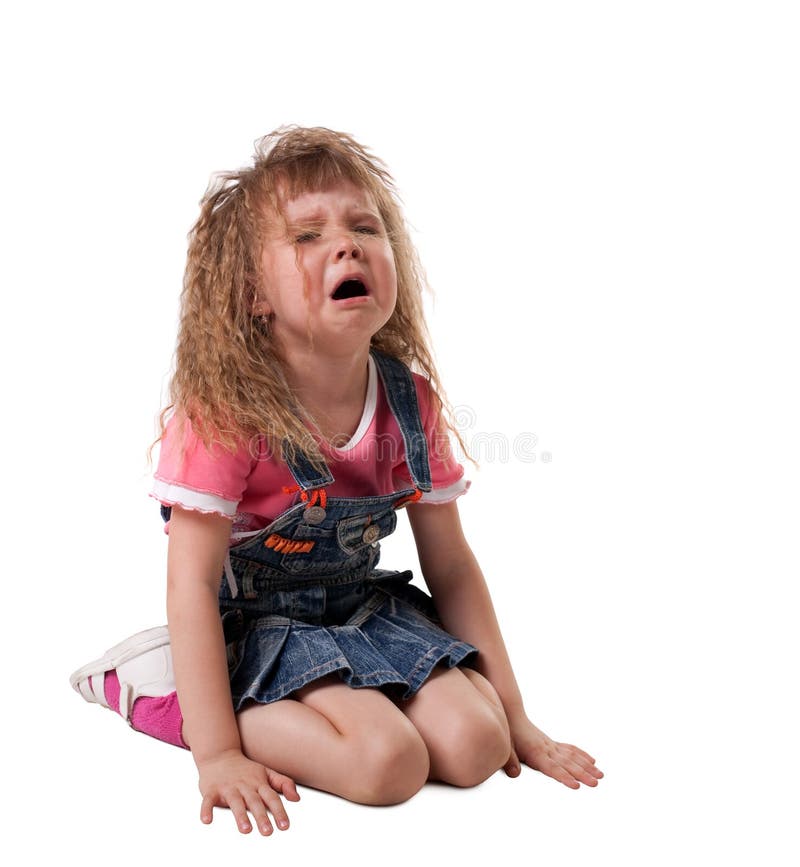 Child Cry Sit on White - Isolated Stock Photo - Image of girl, cranky: 19436852