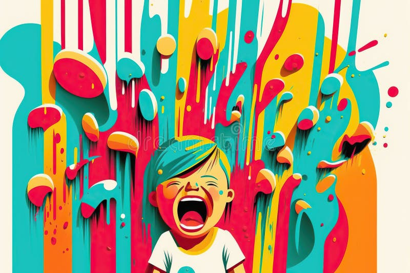 A Child is Crying in a Tantrum Stock Illustration - Illustration of ...