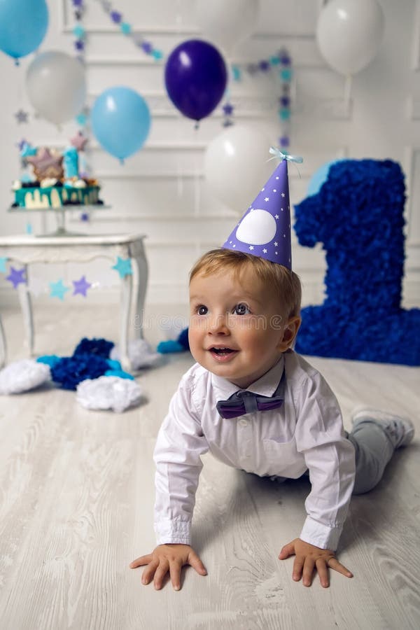 Child in the Day of Birth One Year Stock Photo - Image of celebrate ...