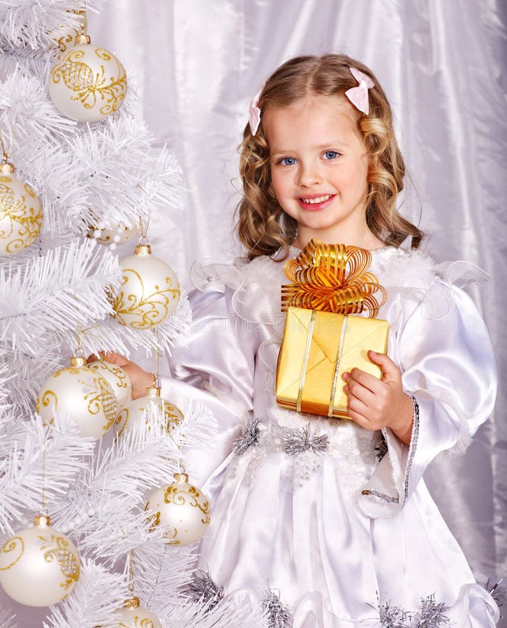 Child Decorate Christmas Tree. Stock Image - Image of beauty, indoor ...