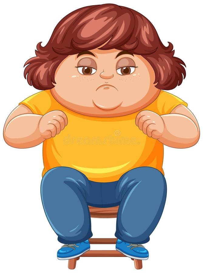 Child with Determined Expression Sitting Stock Illustration ...