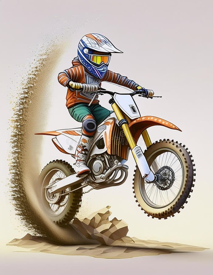 Child on a Dirt Bike Cartoon Stock Image - Image of bike, girl: 339003749