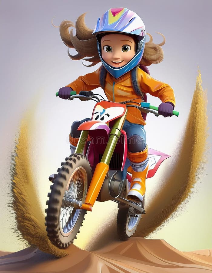 Child on a Dirt Bike Cartoon Stock Image - Image of cross, kids: 339003763