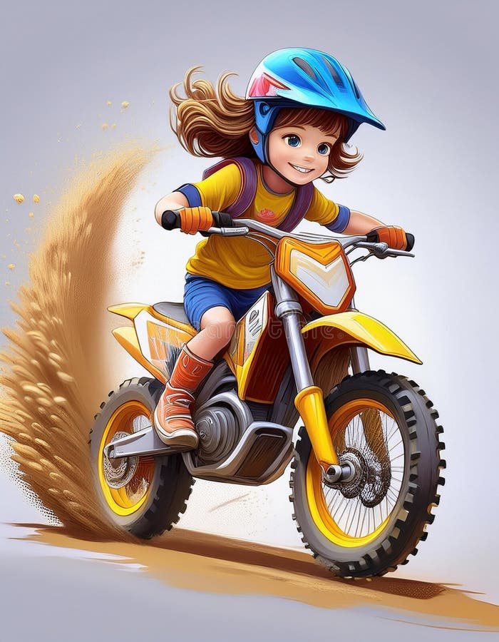 Child on a Dirt Bike Cartoon Stock Image - Image of sport, children ...