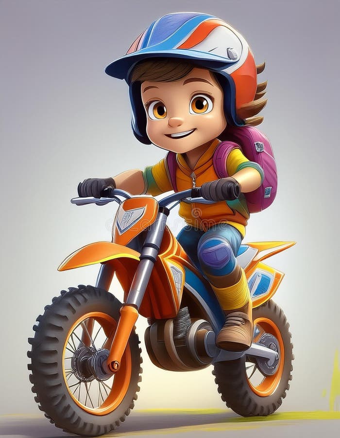 Child on a Dirtbike Cartoon Stock Image - Image of sport, people: 339003829