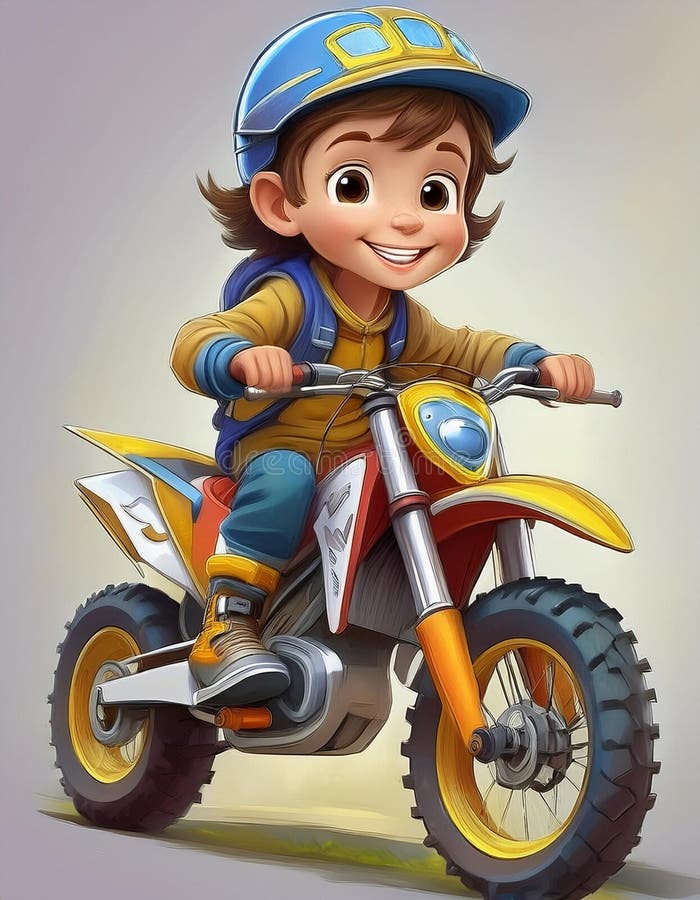 Child on a Dirtbike Cartoon Stock Photo - Image of sports, cartoon ...