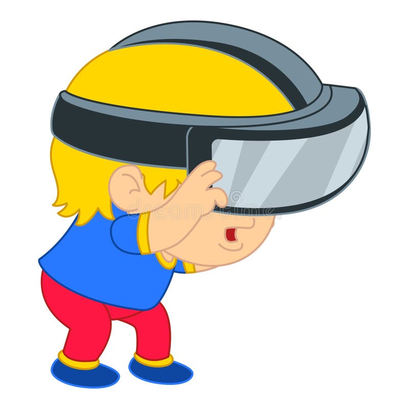 Child Discovering Virtual Reality Wearing Vr Headset Stock Illustration ...