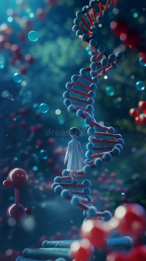 Child on a DNA Helix in a Surreal, Molecule-filled Dreamscape Stock ...