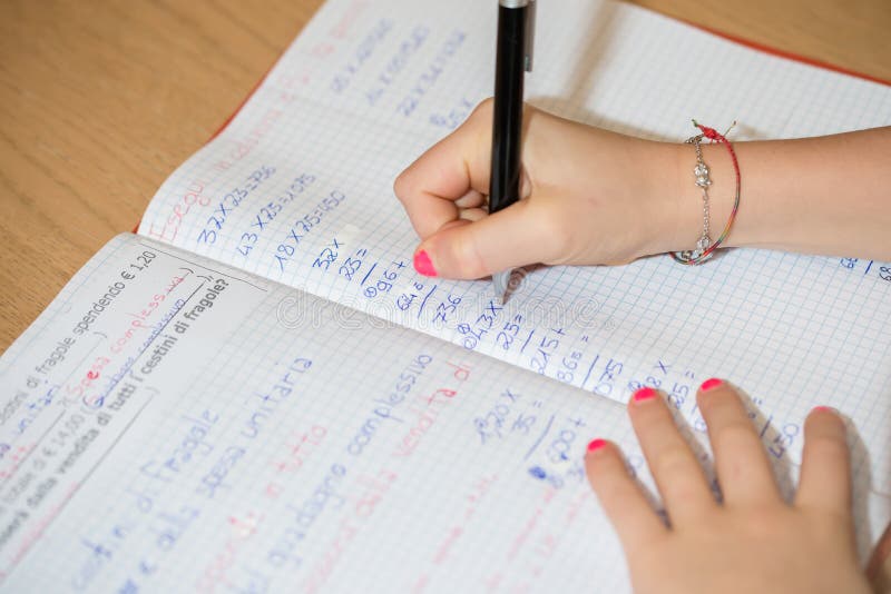 Do a homework with a smile stock photo. Image of childhood - 146006332