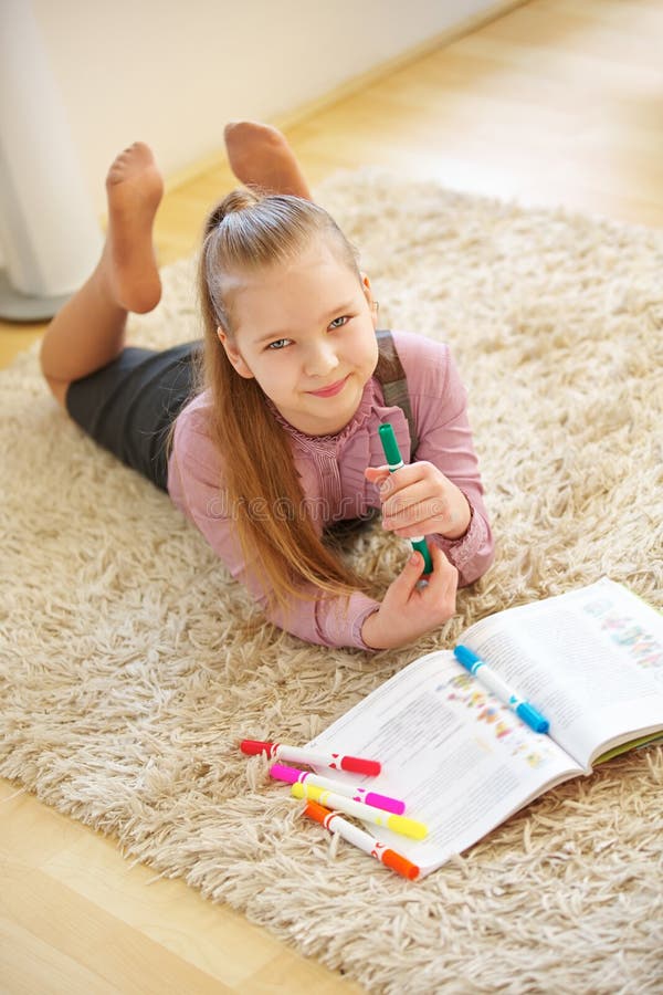 Child does homework stock image. Image of work, education - 195564587