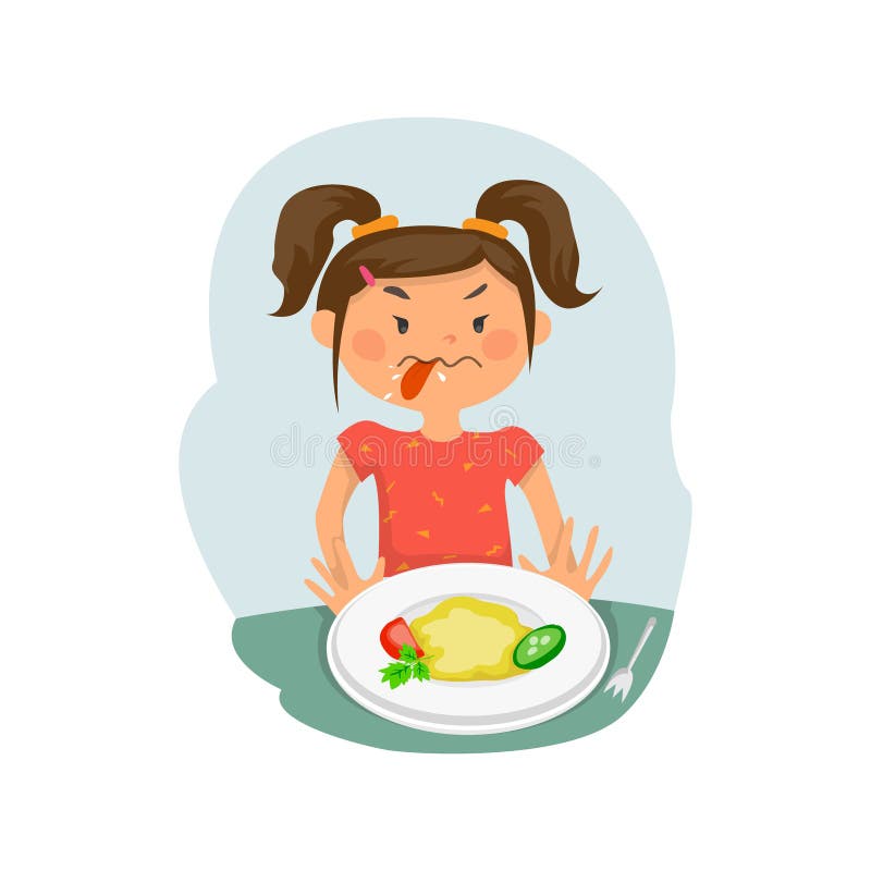 Child does not want to eat stock vector. Illustration of childhood ...