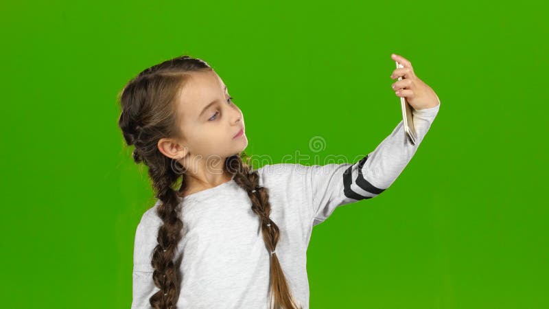 Child is Angry, she is Very Nervous. Green Screen. Slow Motion Stock ...