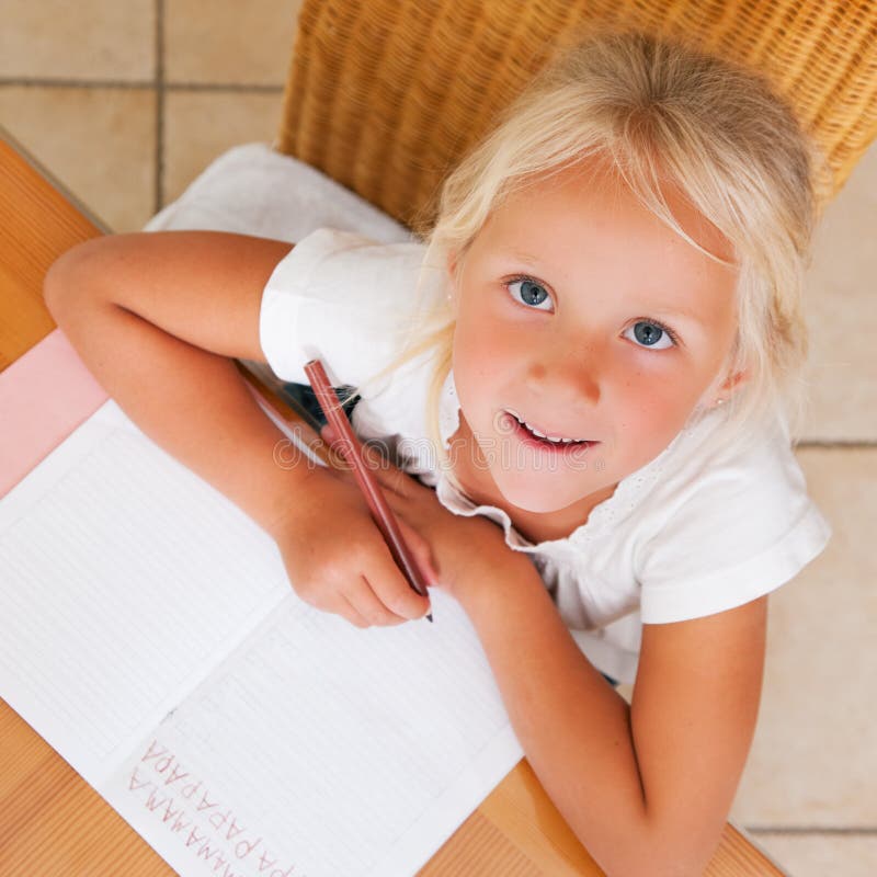 Child Doing Homework for School Stock Photo - Image of concentrate ...