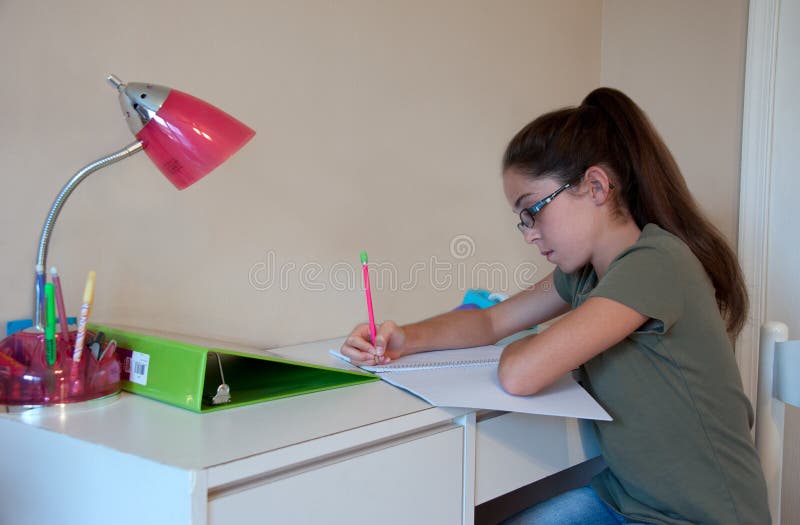 Child Doing Homework stock image. Image of teen, glasses - 32667881