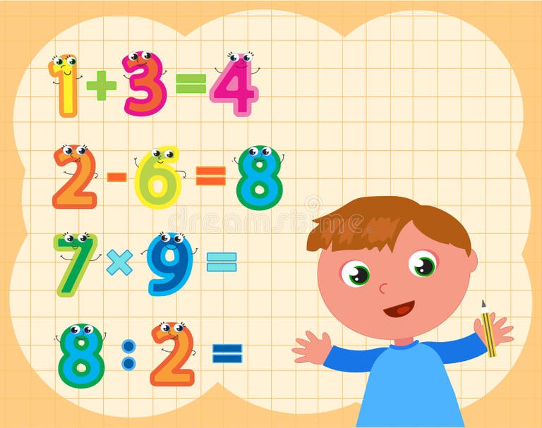 Child Doing Math Operations, Vector Illustration Stock Vector ...
