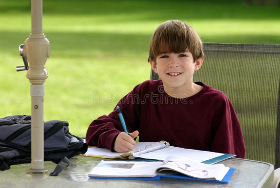 Child Doing School Work stock image. Image of portrait - 1396743