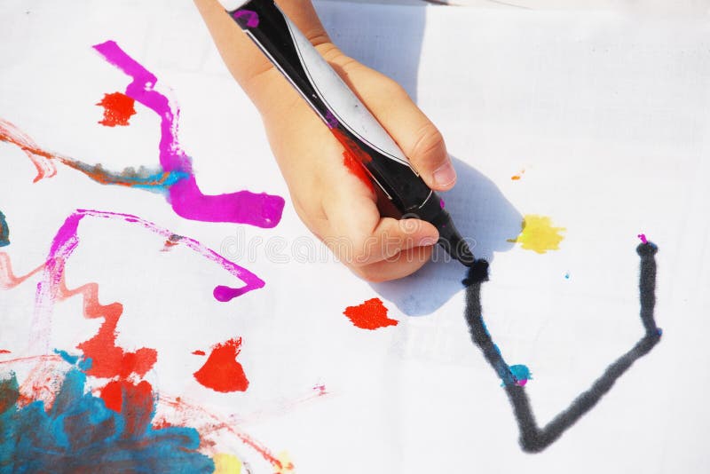 Child doodling on paper stock image. Image of draw, colors - 9888961