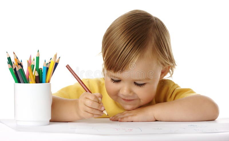 Child draw with crayons stock photo. Image of closeup - 10670184
