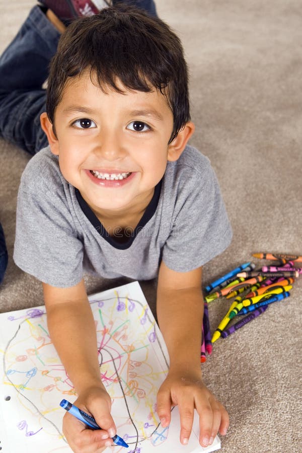 Child drawing stock photo. Image of brunette, ethnic - 10939786