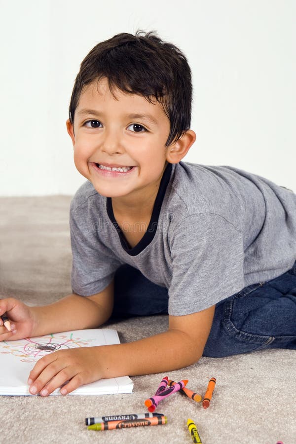 Child drawing stock photo. Image of brunette, ethnic - 10939786