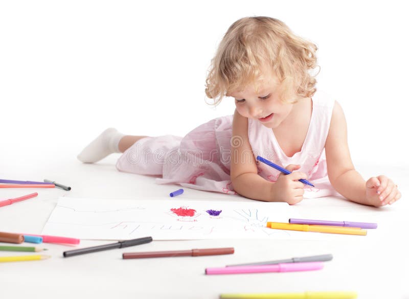 Child drawing stock photo. Image of people, laying, child - 12071964