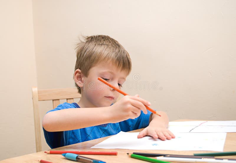 Child drawing stock image. Image of school, cute, drawing - 4271905