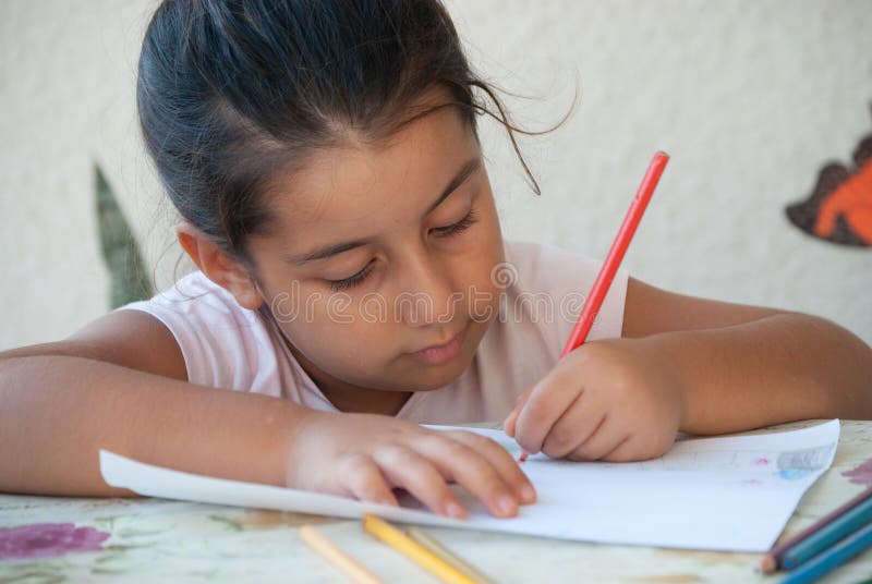 Child drawing 3 stock image. Image of preschool, concentration - 21322255