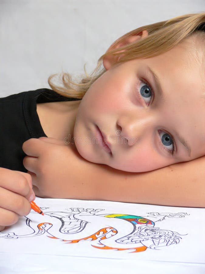 Child is drawing stock image. Image of create, coloring - 4326357
