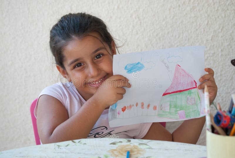 Child drawing 5 stock image. Image of color, attention - 21322299
