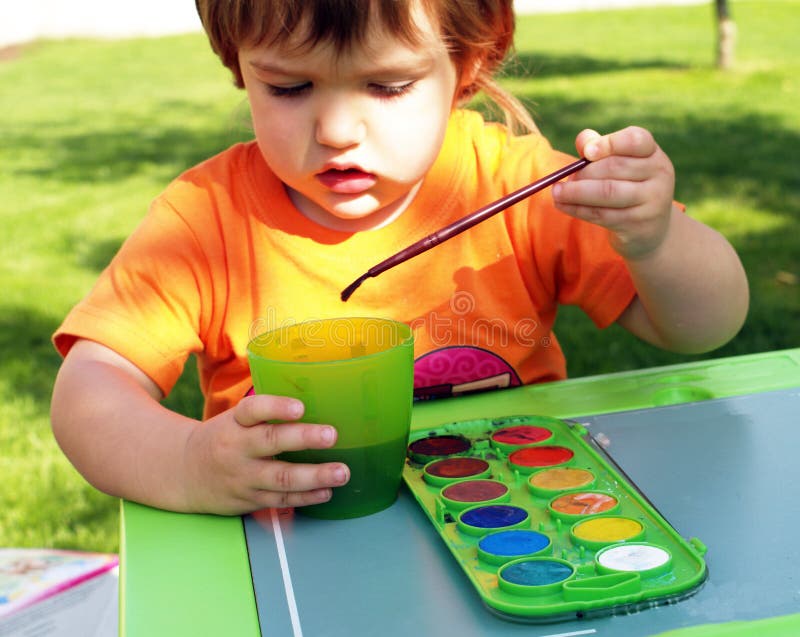 Child drawing stock image. Image of boys, coloring, colored - 5246437