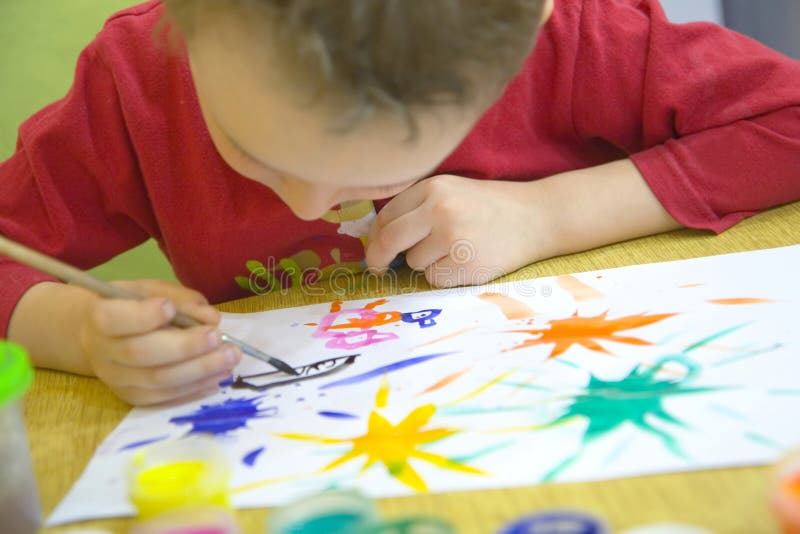 Child drawing stock image. Image of drawing, paint, hobby - 5331051