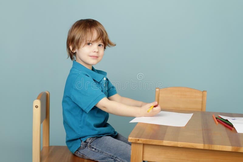Child drawing with chalk stock image. Image of blond - 31195795