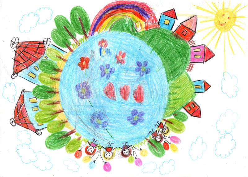 Child Drawing of Multicultural Children Holding Hands Around the World ... Child Drawing of Multicultural Children Holding Hands Around the World ...