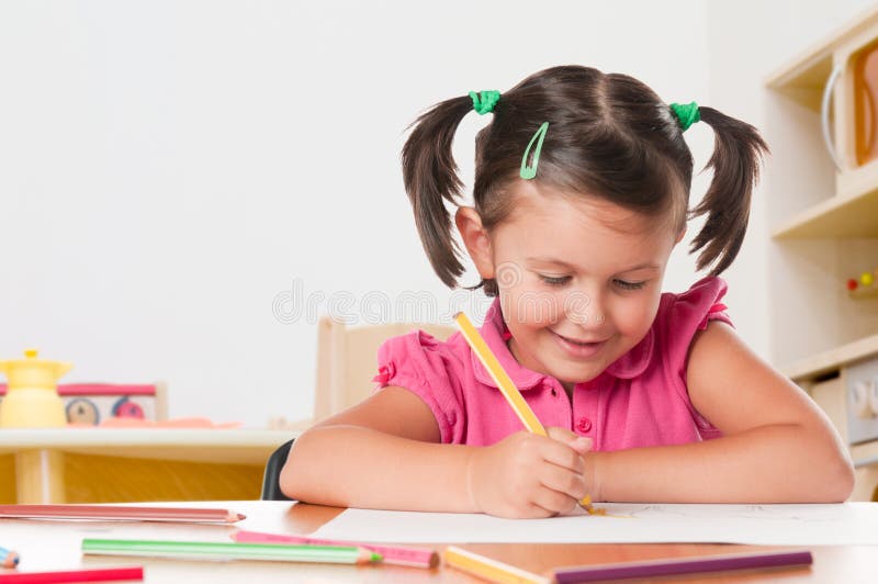 Child drawing picture stock image. Image of beautiful - 17868323