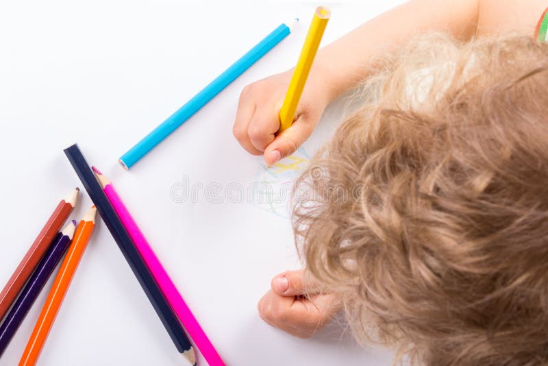 Child drawing stock photo. Image of hand, daycare, drawing - 54155884