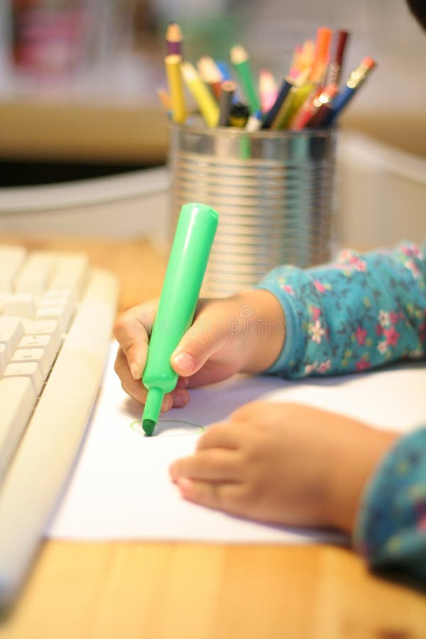 Child drawing and writing stock photo. Image of creative - 1332608