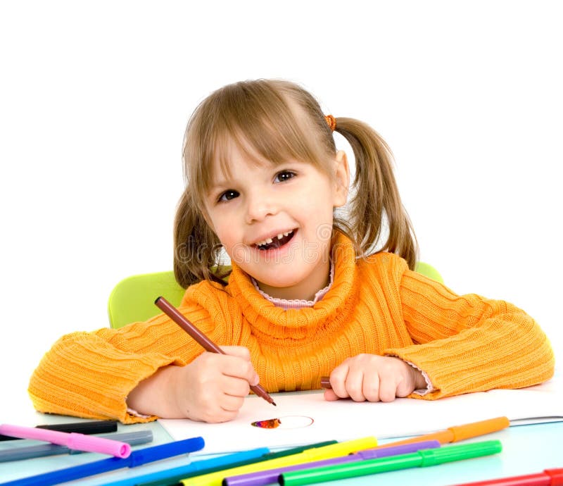 Happy Kid Drawing and Making by Hands Stock Photo - Image of painting ...