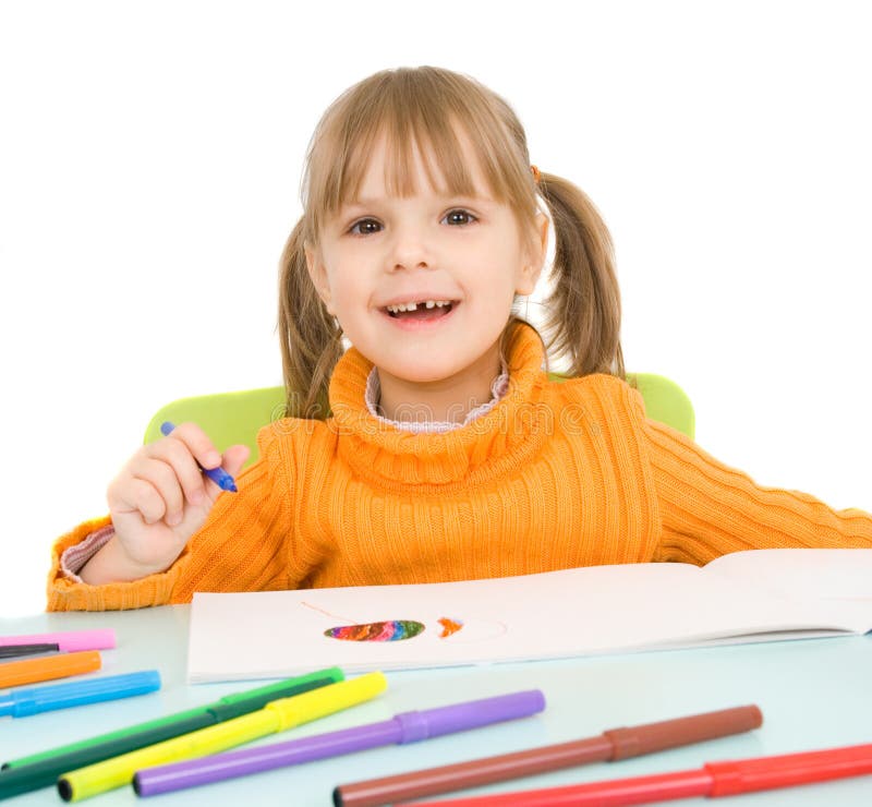Child draws stock image. Image of innocence, activity - 9297505